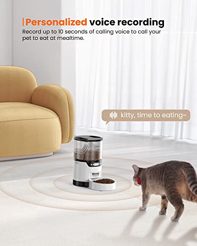 Automatic Cat Feeder, Timed Cat Feeder with Adjustable Feeding Schedule, Cat Dry Food Dispenser, GIOTOHUN pet feeders with Desiccant Bag, 1-4 Meals Per Day, 10s Voice Recorder, Dual Power Supply
