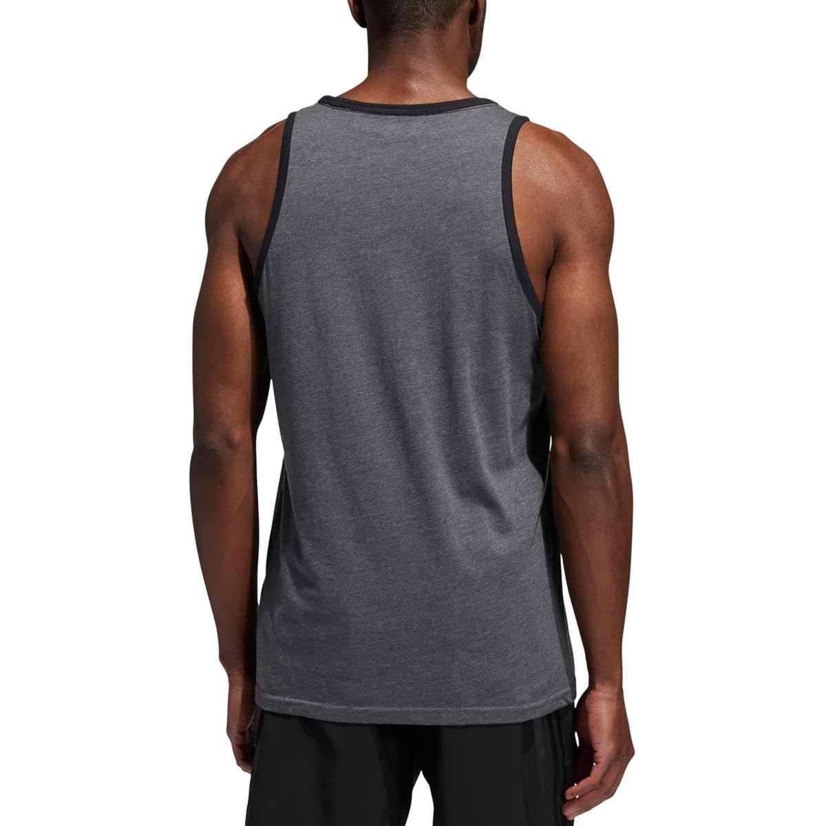 adidas Men's Badge of Sport Classic Tank, Dark Grey Heather/Black, Large