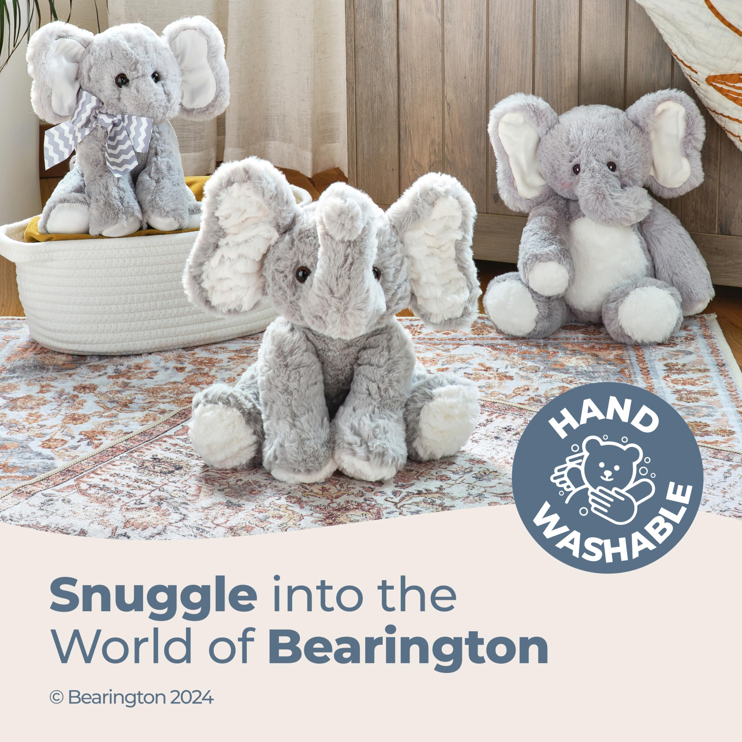 Bearington Collection Dinky The Elephant 11 Inch Stuffed Elephant - Stuffed Animal - Plush Elephant