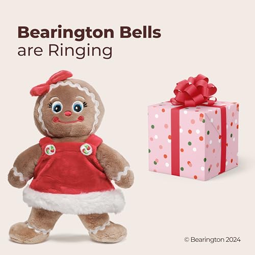 Bearington Holly Ginger Gingerbread Plush, Gingerbread Stuffed Animal, 10 Inch Christmas Doll, Ideal Christmas Gingerbread Stuffed Plush Gift for Toddlers, Kids & Teens