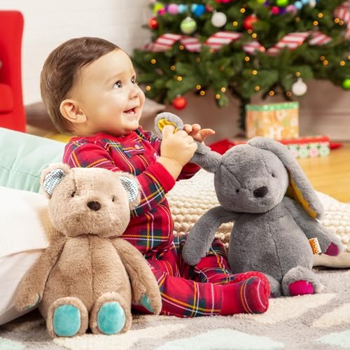 B. toys- B. softies-12" Plush Bear- Soft & Cuddly Plush Teddy Bear – Huggable Stuffed Animal Bear Toy – Washable – Newborns, Toddlers, Kids- Happy Hues-Cara-Mellow Bear- 0 Months +