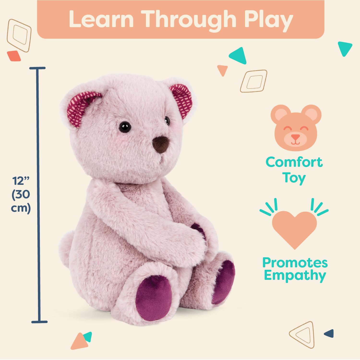 B. toys- B. softies-12" Plush Bear- Soft & Cuddly Plush Teddy Bear – Huggable Stuffed Animal Bear Toy – Washable – Babies, Toddlers, Kids-Happy Hues- Jolly Jelly Bear- 0 Months +