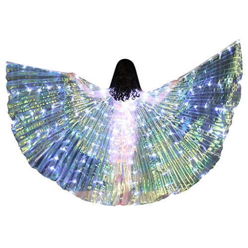 Cegduyi Children Belly Dance LED Angel Wings Colorful Butterfly Wings with Telescopic Flexible Sticks