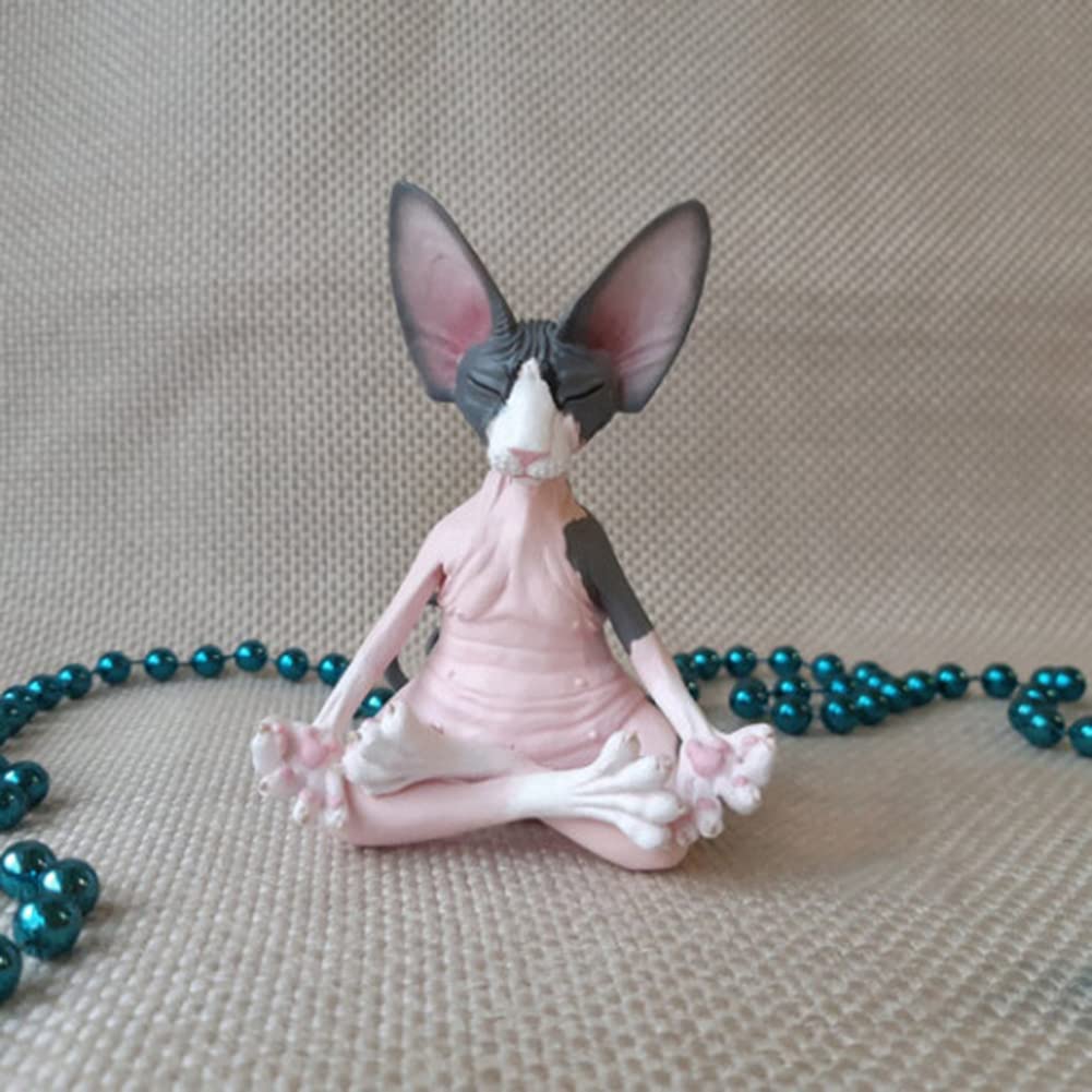 Cat Figurines Home Decor, Resin Sculpture Buddha Meditation Statue Knick Knacks Yoga Animal Cats Model Art Sculpture Micro Landscape Decoration for Garden Home Office Cat Lovers (Flower)