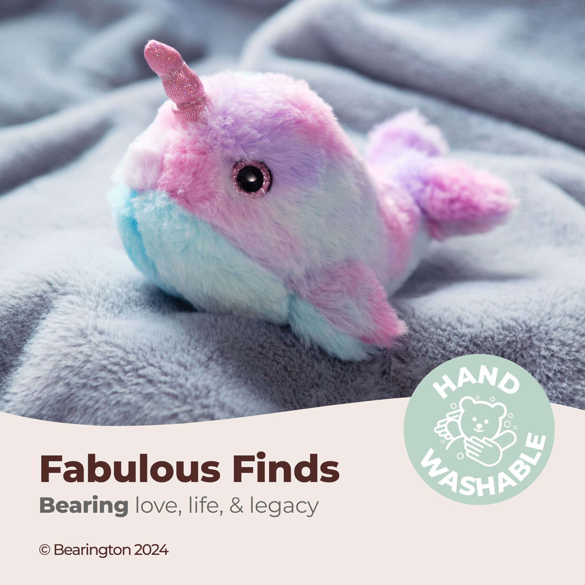 Bearington Lil Groovy Plush Stuffed Animal Rainbow Narwhal, 8 inches