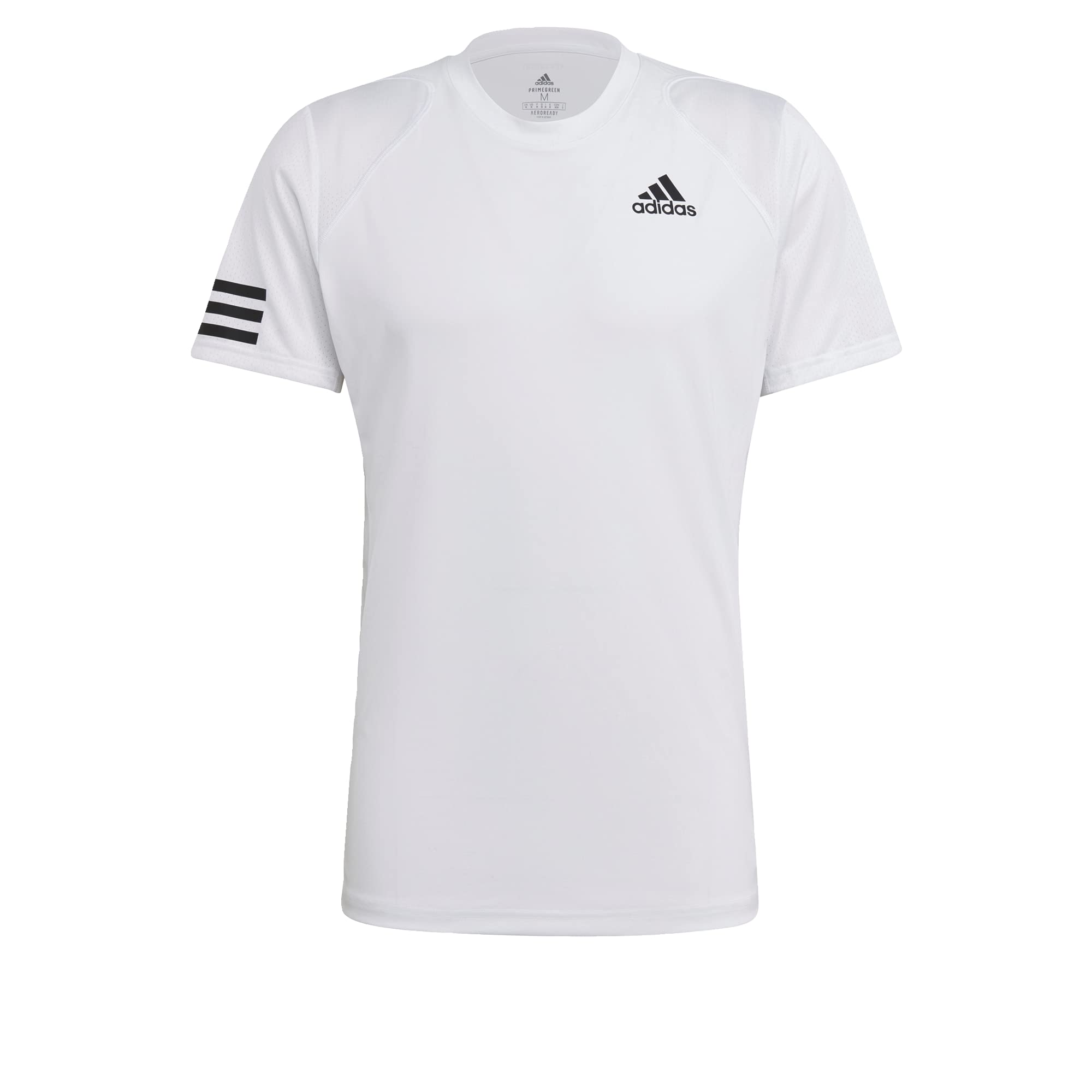 adidas Men's Club Tennis 3-Stripes Tee, White/Black, Large