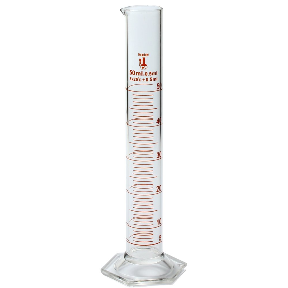 Glass Graduated Cylinder Set with Cleaning Brushes and Transfer Pipettes, Borosilicate Glass, 5 Sizes - 5,10,25,50, and 100ml, Karter Scientific 233G2