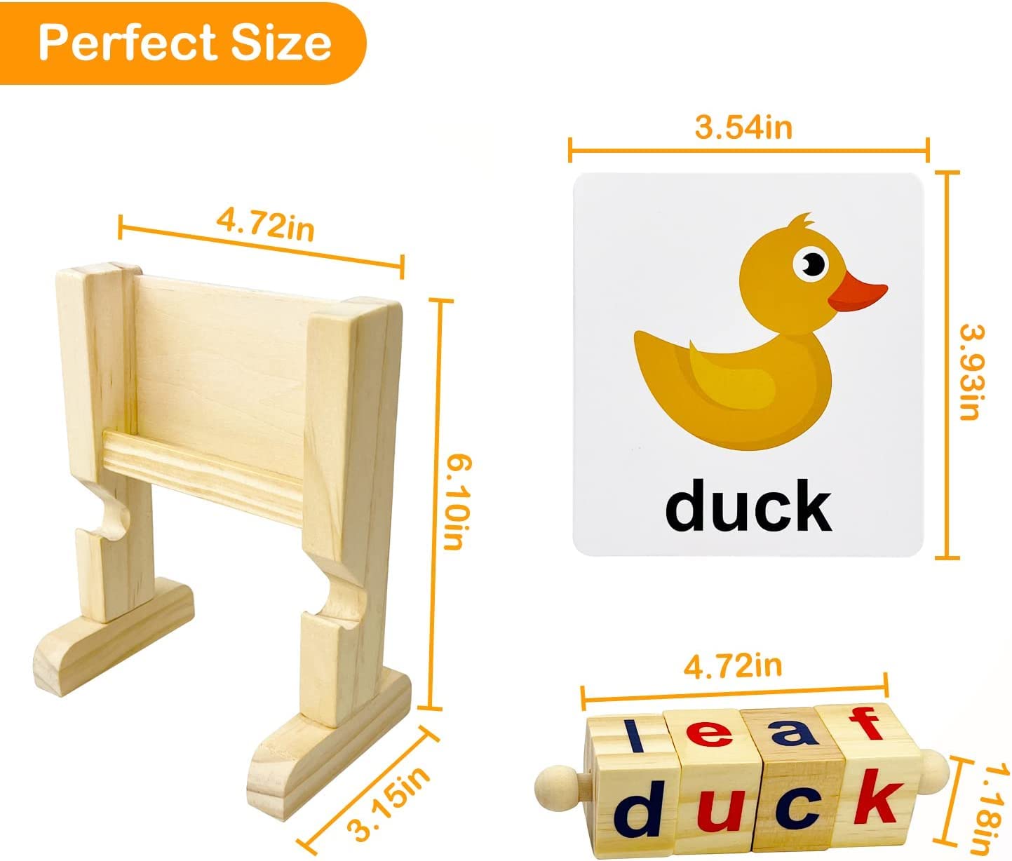 Celarlo Wooden Reading Blocks Spelling Games, Flash Cards Turning Rotating Letter Puzzle for Kids, Sight Words Montessori Spinning Alphabet Learning Toy for Boys Preschool