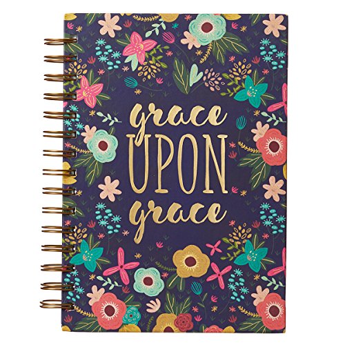 Christian Art Gifts Journal w/Scripture Grace Upon Grace John 1:16 Bible Verse Pink Floral Inspirational Wire Bound Spiral w/ 192 Lined Pages,