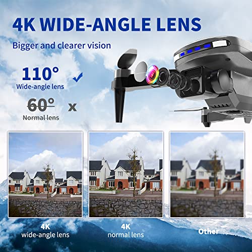 Brushless Motor Drone with Camera-4K FPV Foldable Drone with Carrying Case,2 batteries provide a total of 40 mins of battery life,120° Adjustable Lens,One Key Take Off/Land,Altitude Hold,360° Flip,Toys Gifts for Kids and Adults,Upgrade WiFi Transmission,O