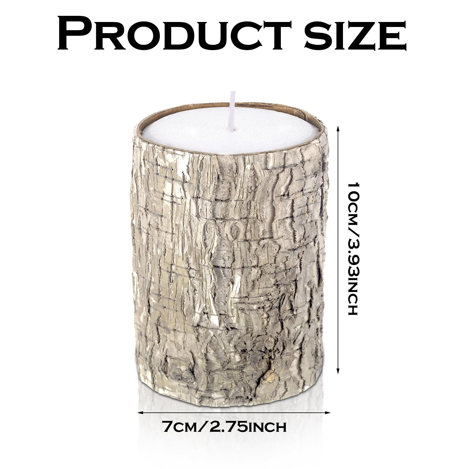 MTLEE Set of 6 Small Birch Bark Candle, Pillar Candles Wrapped with Birch Bark, Real Wax Rustic Candles, Birch Candles for Home Restaurant Wedding Party Decoration, D 3 x H 4