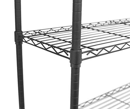Internet's Best 4-Tier Wire Shelving - Flat Black - Heavy Duty Shelf - Wide Adjustable Rack Unit - Kitchen Storage