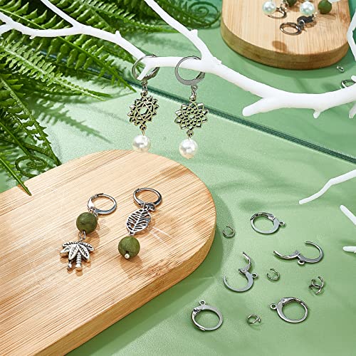 DICOSMETIC 100pcs Huggie Hoop Earring Findings and 100pcs Open Jump Rings Stainless Steel Round Earring Hooks Leverback Ear Hooks Huggie Earring with 1.2mm Loop for DIY Earring Making