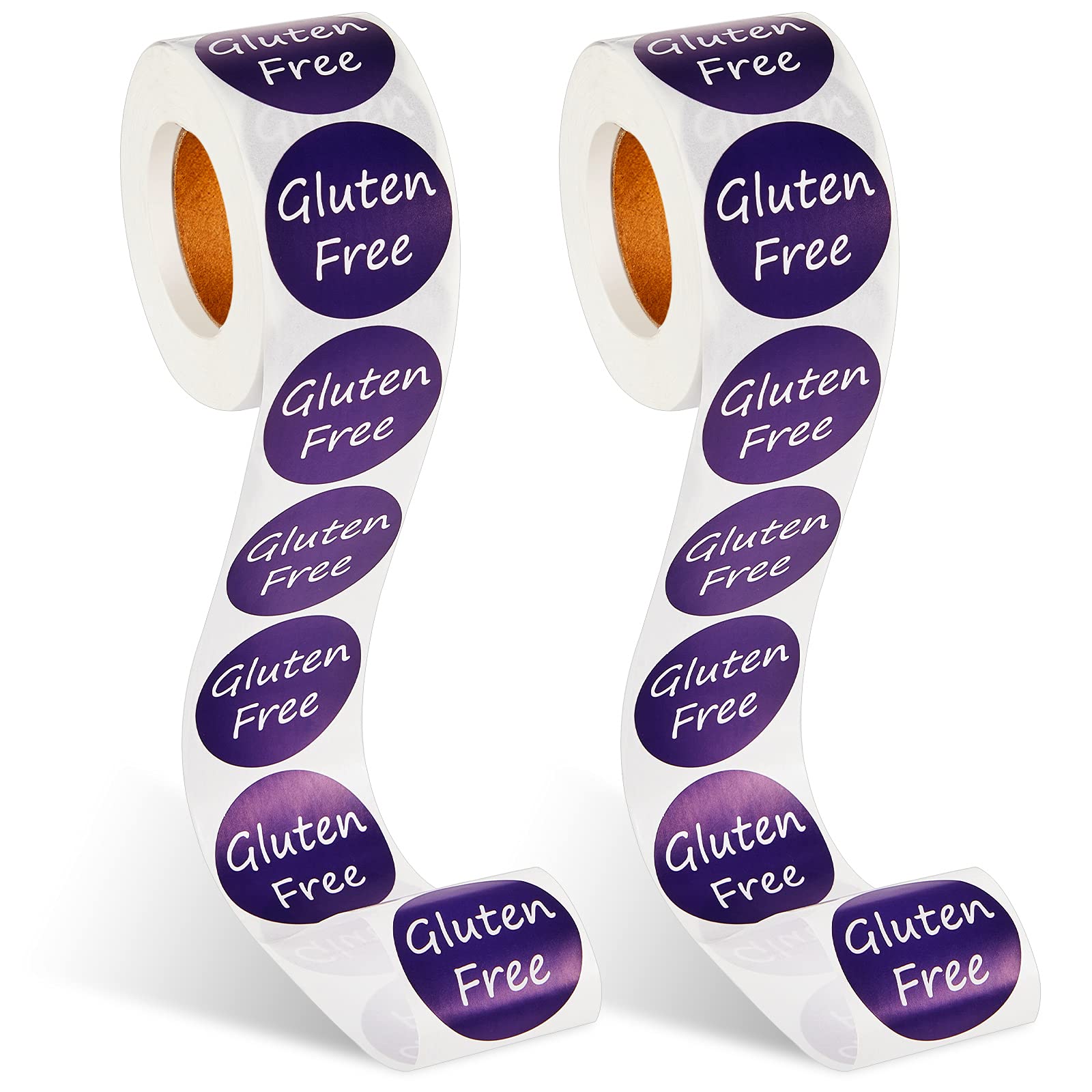 Zonon 1000 Pieces 2 Roll Gluten Free Stickers Labels for Food with Self Adhesive Seals 1.5 Inch Gluten Food Rotating Label Stickers for Containers Jars Glass Bottle Envelopes Bread Bags, 500 Pcs/Roll