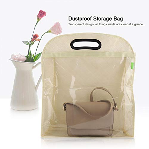 Wardroble Hanger Bag, Non-woven Fabrics Transparent Dustproof Storage Bag, Durable Beige Clear for Home(XL)