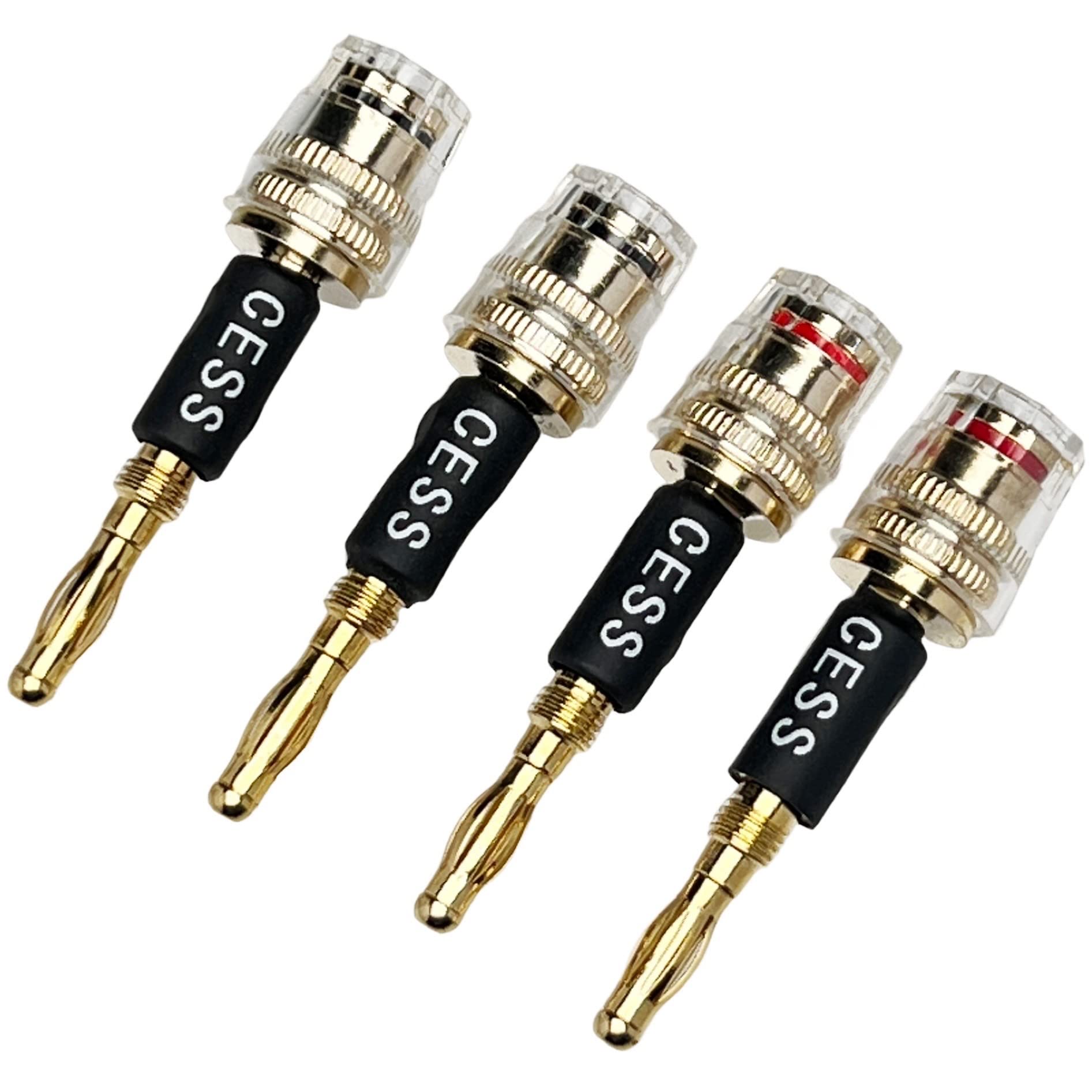 CNCESS CESS-187 Banana Plug Connect to Spade Fork Plug Speaker Cable Adapter, 4 Pack