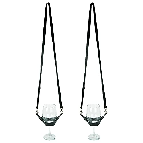 Fairly Odd Novelties Wine Glass Lanyard, Black, Set of 2 Funny Drinking Lifehack Gag Gift