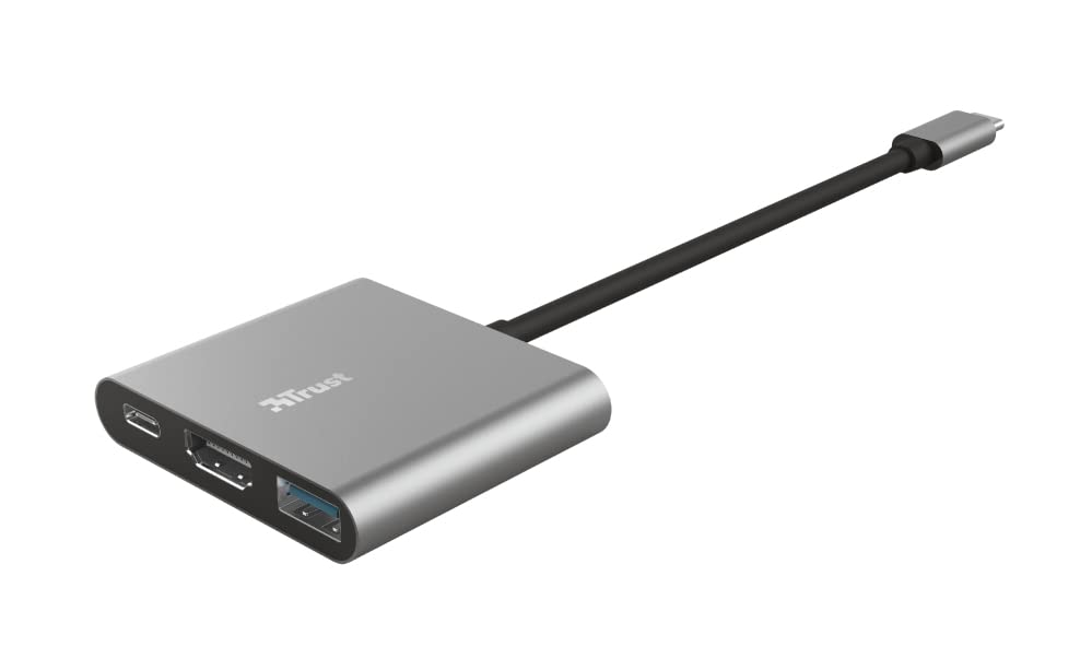 Trust Dalyx 3-in-1 Multiport USB-C Adapter, USB-C PD Port, USB, HDMI, HDR and HDMI 1.4 (4K 30Hz), 5 Gbps USB 3.2 Gen 1, MacBook, PC, Laptop, Chromebook