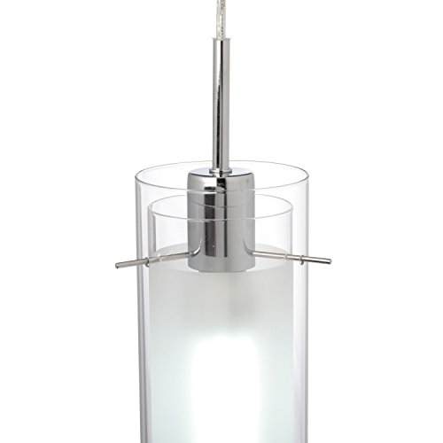 Globe Electric 64023 1-Light Pendant, Polished Chrome Finish, Clear Glass Shade with Frosted Glass Insert, E26 Base Socket, Pendant Light Fixture, Adjustable Height, Light Fixture Ceiling Hanging