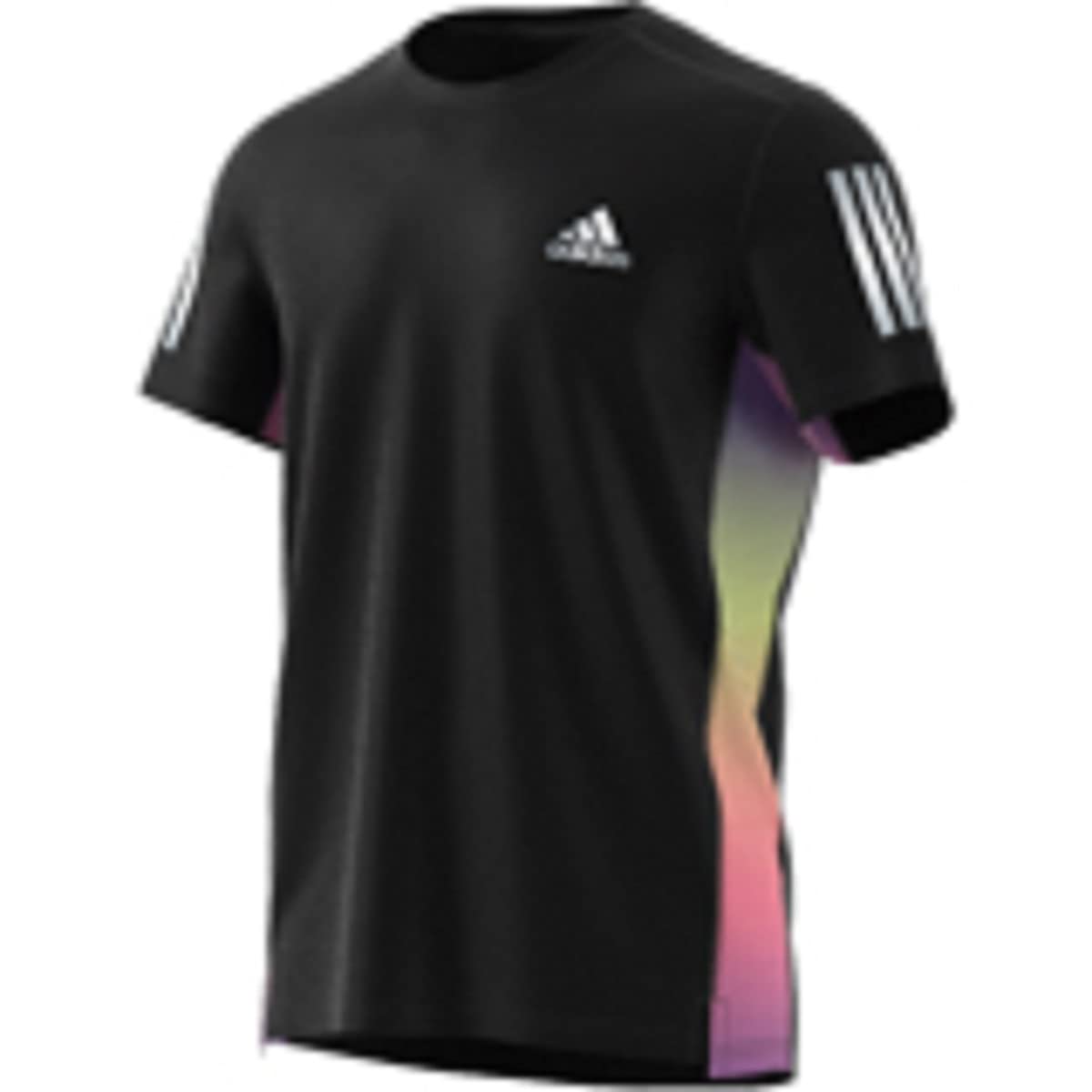 adidas Men's Own The Run Color Block Tee, Black/Purple Rush/Pulse Lime/Acid Red, X-Large