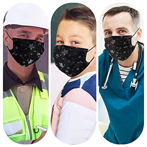 SOOQOO 50 Pack Disposable Printed Face Mask, 3 Ply Mask with Elastic Ear Loop,Individually Packaged