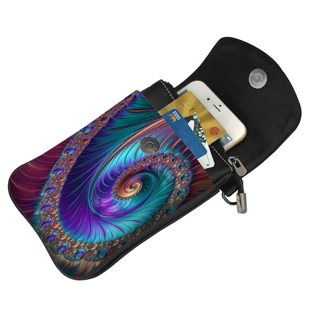 Beabes Abstract Art Crossbody Cell Phone Purse Fractal Shapes Texture Surreal Chaos Magic Artwork DreamWallet Handbag