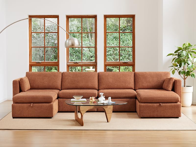 CHITA Sectional Modular Sofa Fabric Swatch, Linen, Grey, Blue, Terracotta, Moss Green Included