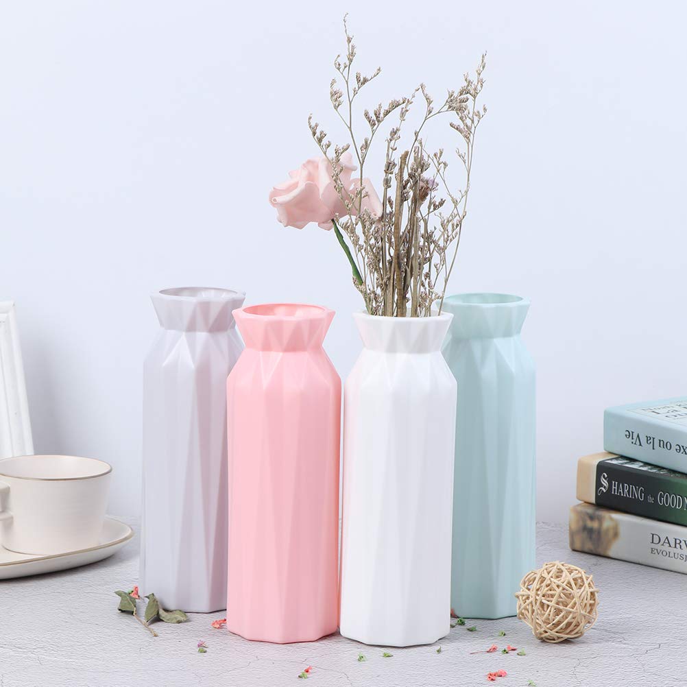 Ceramic Look Plastic Vase Creative Plant Vase Without Flower 4 Pcs Ceramic Look Plastic Vase Unbreakable Vase for Flowers Plastic Vases