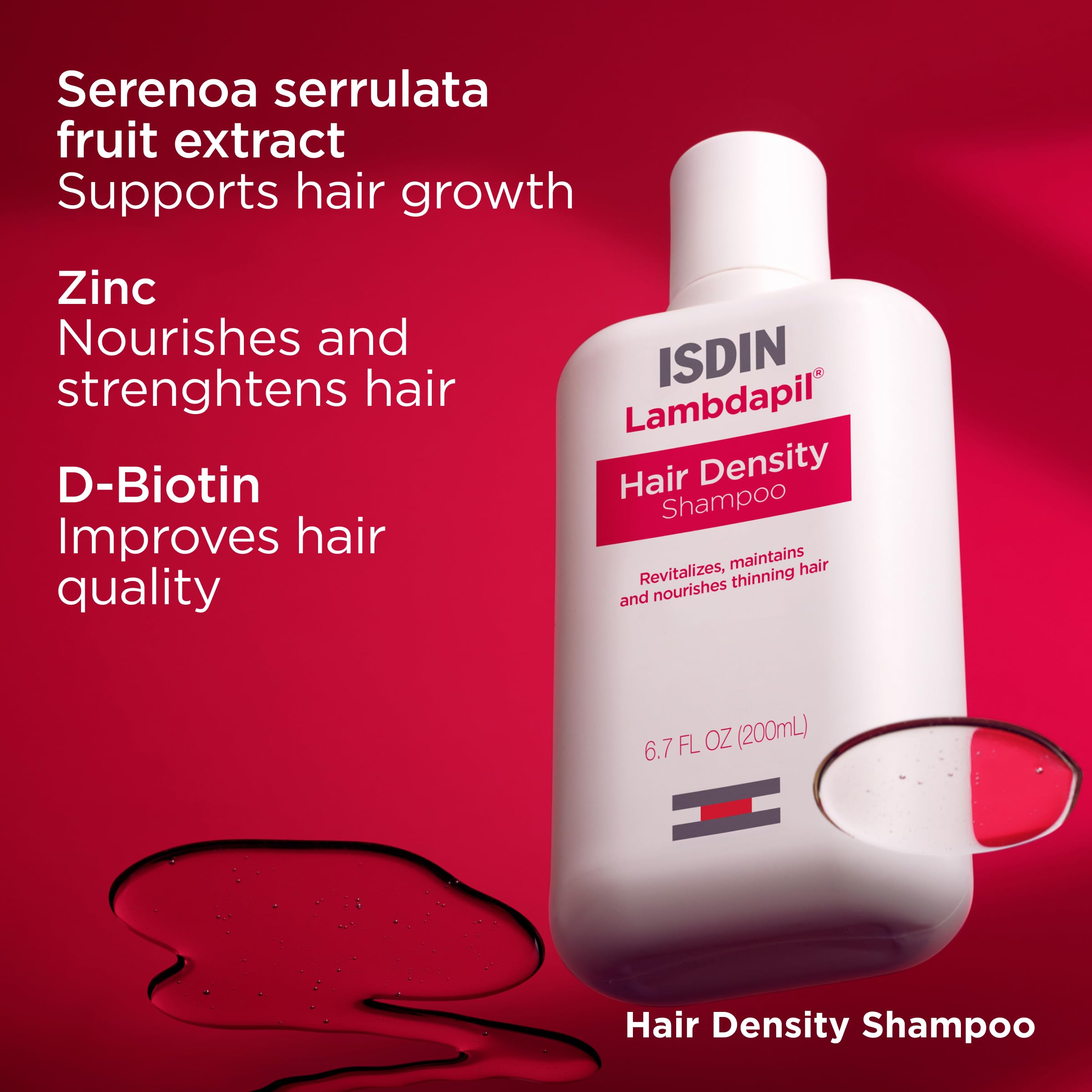 ISDIN Lambdapil Hair Loss Shampoo, Revitalizes and Nourishes Thinning Hair for Fuller Thicker Hair, 6.7 Fl Oz