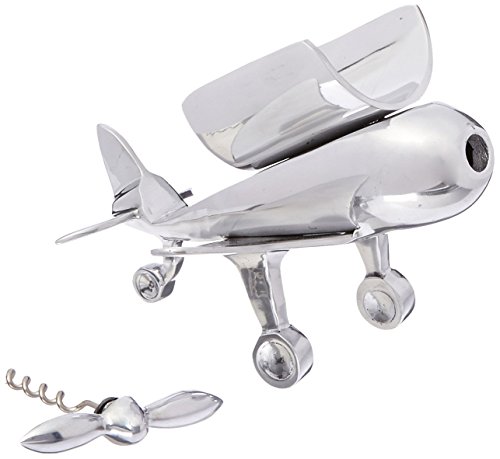 GODINGER SILVER ART Airplane Bottle Holder, Silver