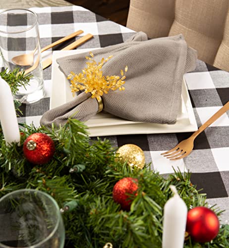 DII Buffalo Check Collection, Classic Farmhouse Tablecloth, Tablecloth, 70" Round, Black & White