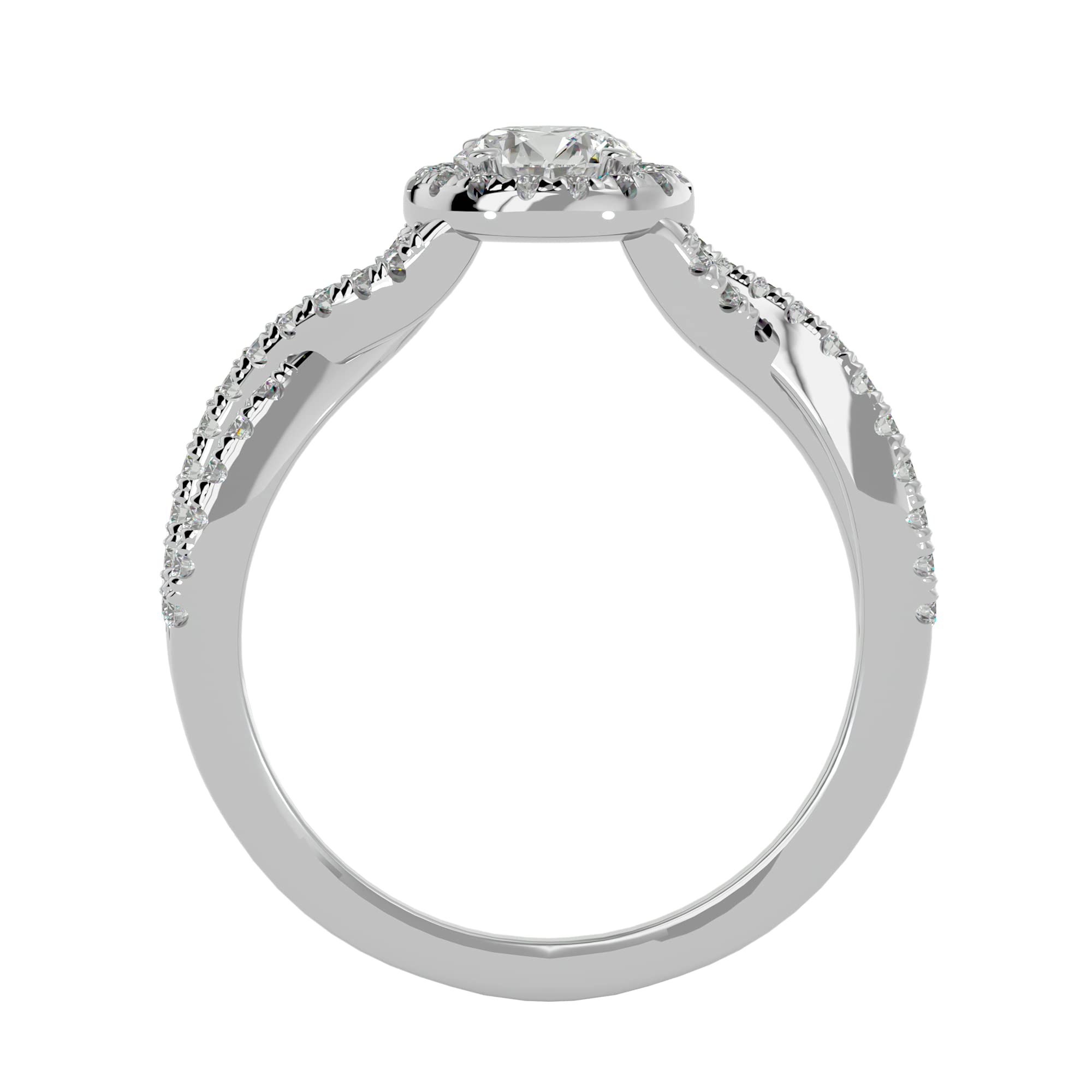 Certified 14K Gold Ring in Round Cut Moissanite Diamond (0.66 ct) Round Cut Natural Diamond (0.35 ct) With White/Yellow/Rose Gold Engagement Ring For Women