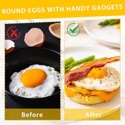Dimeho Egg Rings for Frying Eggs Nonstick Stainless Steel Fried Egg Ring Griddle Pancake Shapers Round Egg Cooking Rings Mold Shaper for English Muffins Breakfast Omelette Sandwich(4Pcs