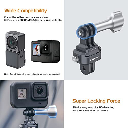 Falcam F22 Quick Release Kit for Action Cameras, Camera Mounting Adapter Convert Action Camera Interface to F22 QR System, 22mm Aluminum Camera Accessory Kit for Photographer, Fits for GoPro and DJI