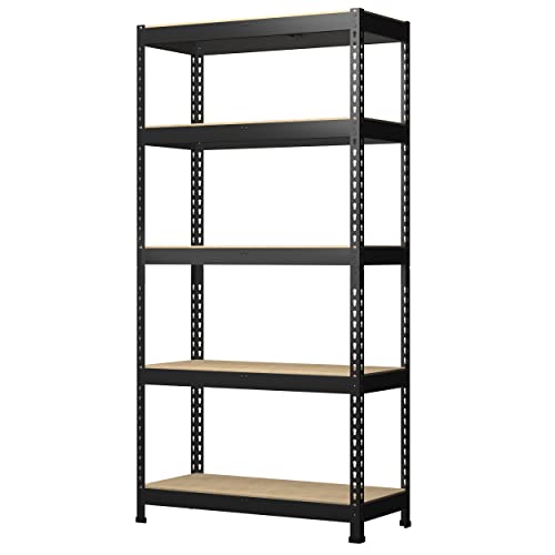 Prilinex Heavy Duty Storage Shelves - 35.5" W x 16" D x 71" H 5-Tier Adjustable Metal Garage Shelving Unit, Standing Utility Shelf Racks for Pantry Warehouse Kitchen, Black