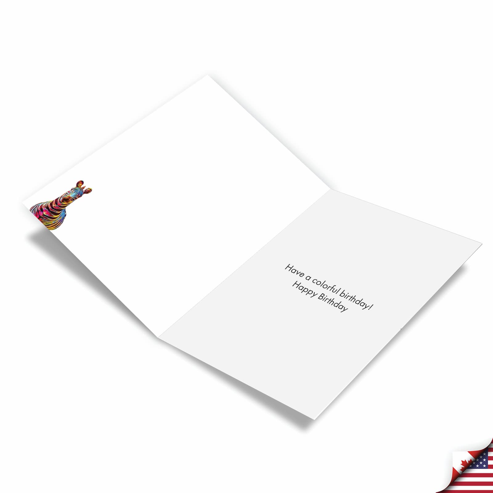 NobleWorks Birthday Greeting Card with 5 x 7 Inch Envelope (1 Card) BdayRainbow Zebras-Head C10327BBDG