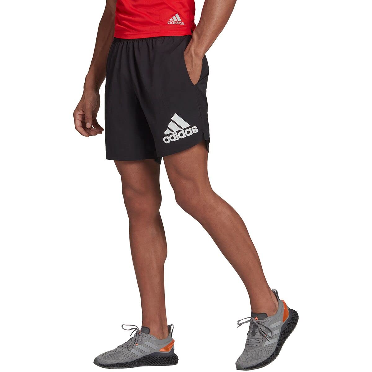 adidas Men's Run It Shorts, Black (Logo), Large