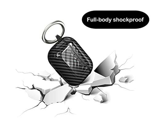 Case for AirPods Pro 2nd Generation Case Cover 2022 New, Carbon Fiber Skin Full Protective Shockproof Case for Men Women, Slim TPU case with Keychain and Lanyard (Red)
