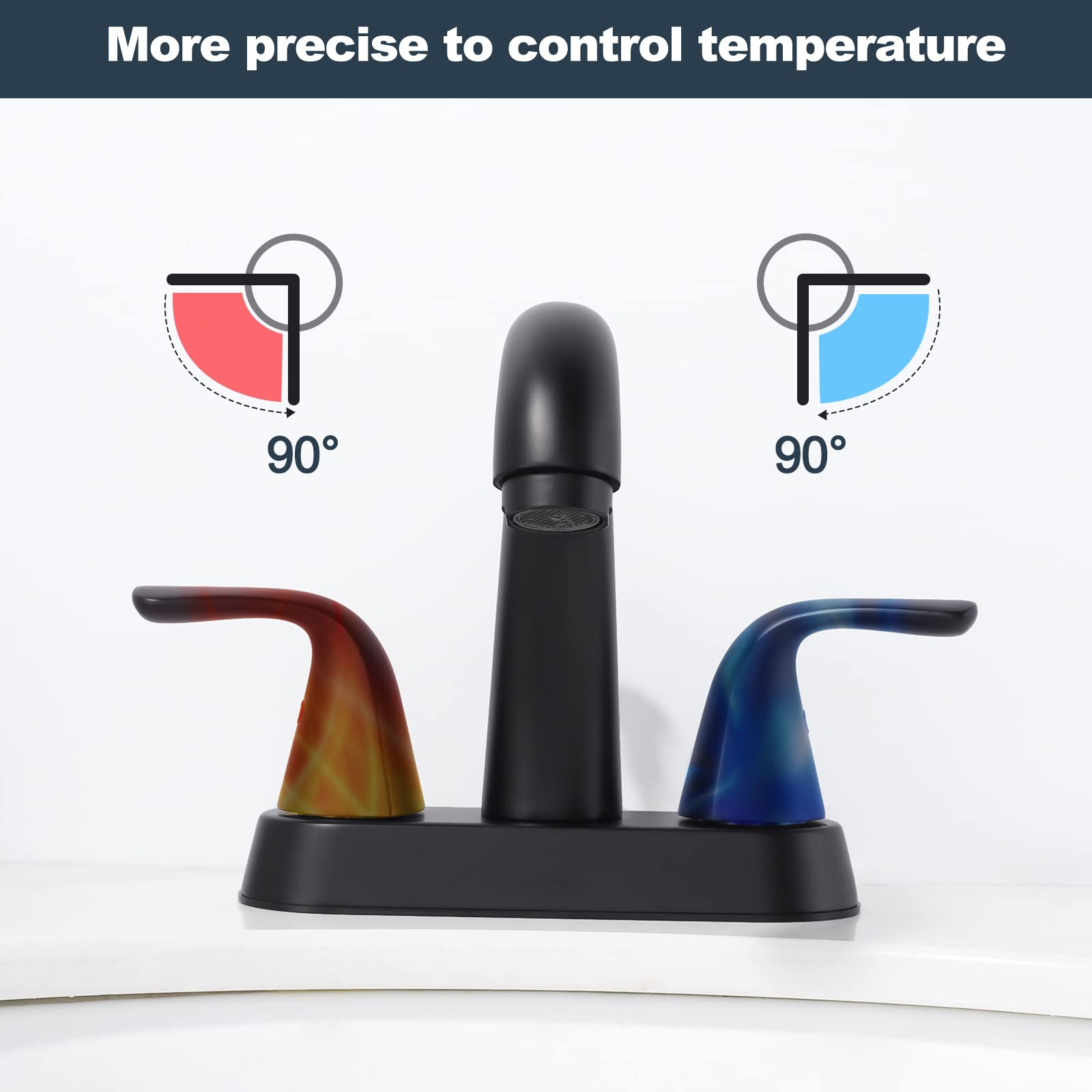 Aleasha 4 inch Centerset Bathroom Faucet Matte Black Bathroom Faucet with 2 Handles, Bathroom Sink Faucet 3 Hole for Restroom Vanity RV Bathroom