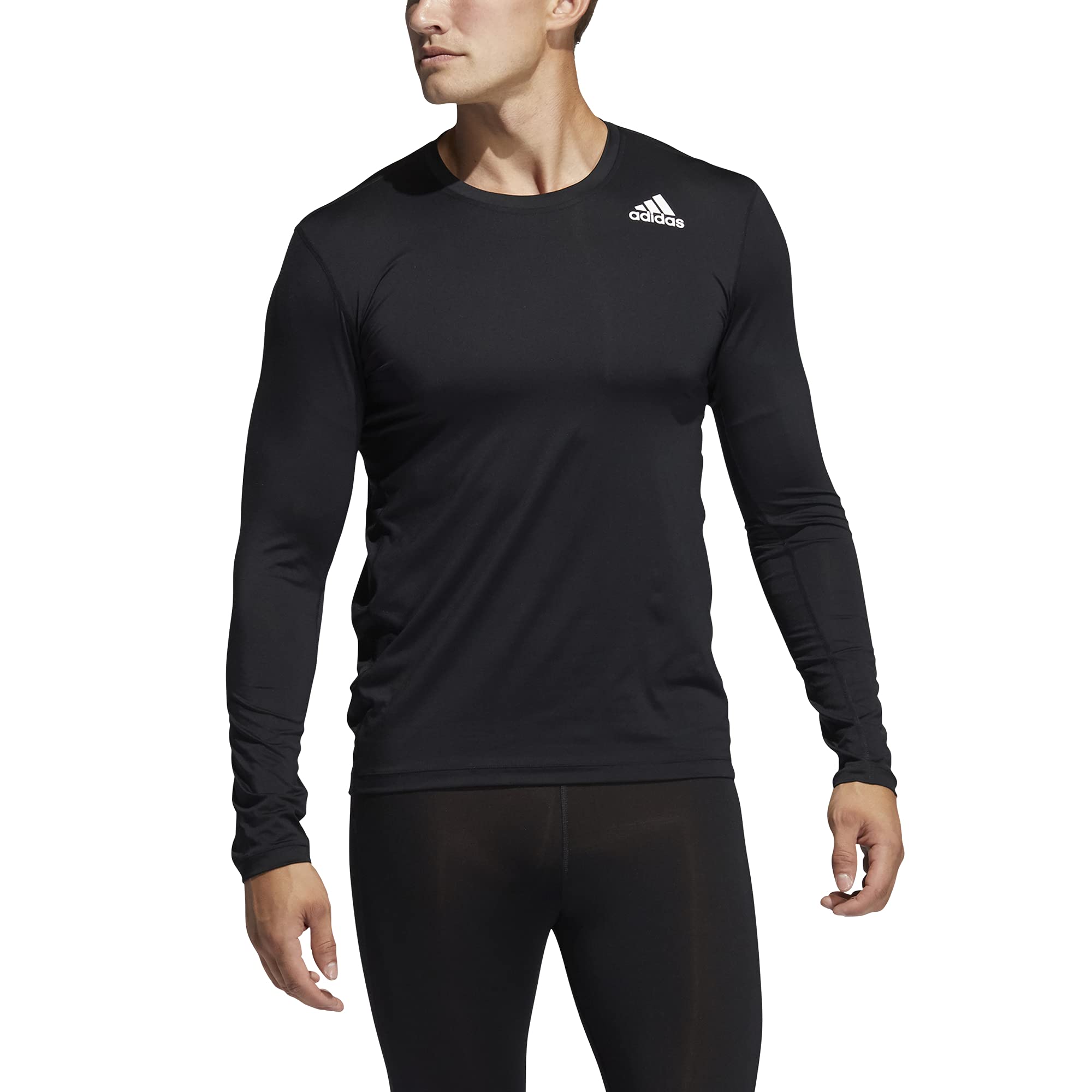 adidas Men's Techfit Fitted Long Sleeve Tee, Black, Medium