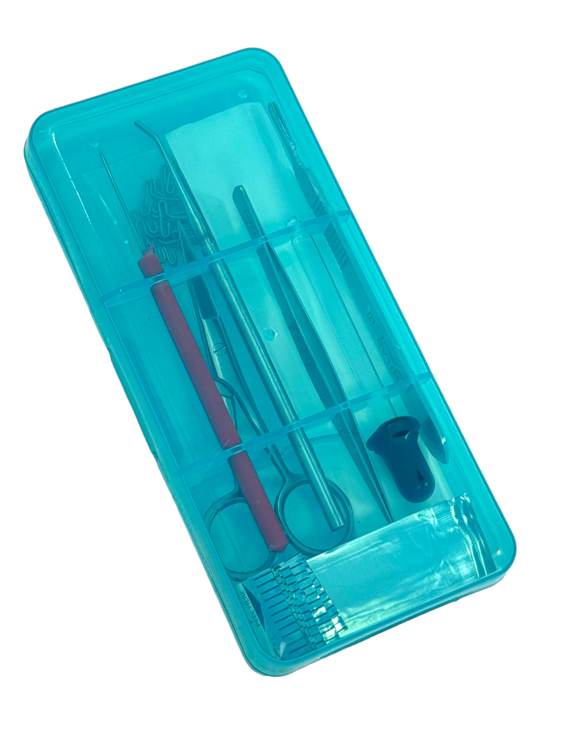 ArTLaB Premium -Precision Dissecting Dissection Kit 25 Piece Biology Dissecting Kit -Stainless Steel Instruments Scalpel handle Blades & T-Pins Biology Students & Faculty Autoclavable Transparent Case