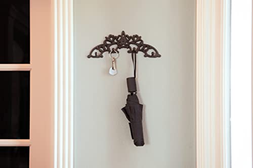 gasare, Decorative Hooks, Key Holder for Wall, Cast Iron Hooks, Wall Mount Screws and Anchors, 12 x 4 ½ Inches, Brown, 1 Unit