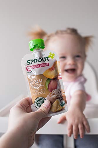 Sprout Organic Stage 2 Baby Food Pouches, Peach Oatmeal w/ Coconut Milk & Pineapple, 3.5 Ounce (Pack of 6)