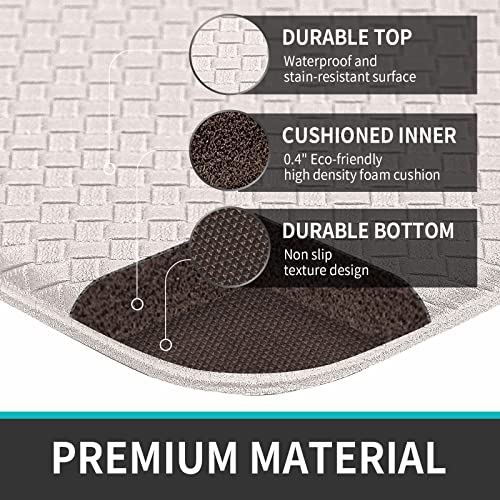 DEXI Kitchen Mat Cushioned Anti Fatigue Comfort Mat, Non Slip Memory Foam Kitchen Mats for Floor, Waterproof Kitchen Runner Rugs for Sink, 17x47 Inch, Wheat