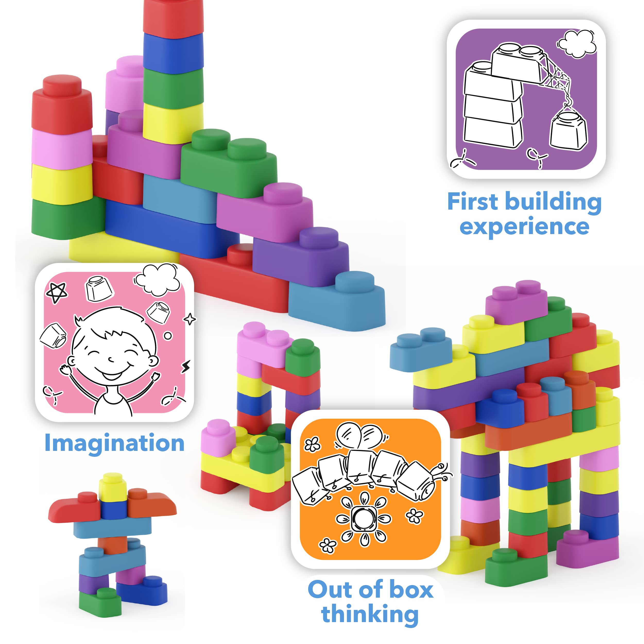 Far far land -Super Soft Building Blocks for Toddlers Ages 1-3 Years– Teaches & Enhances Creativity and Fine Motor Skills- STEM Building Set - 21 Pieces