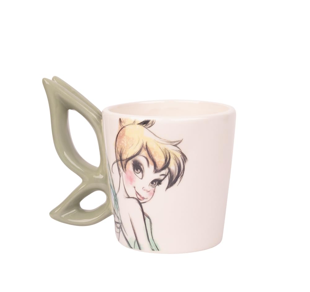 Disney Tinker Bell Winged Figural Handle Mug Kitchen Accessories | Cute Ceramic Housewarming Gifts For Men And Women And Kids | Official Licensee | 1 Set