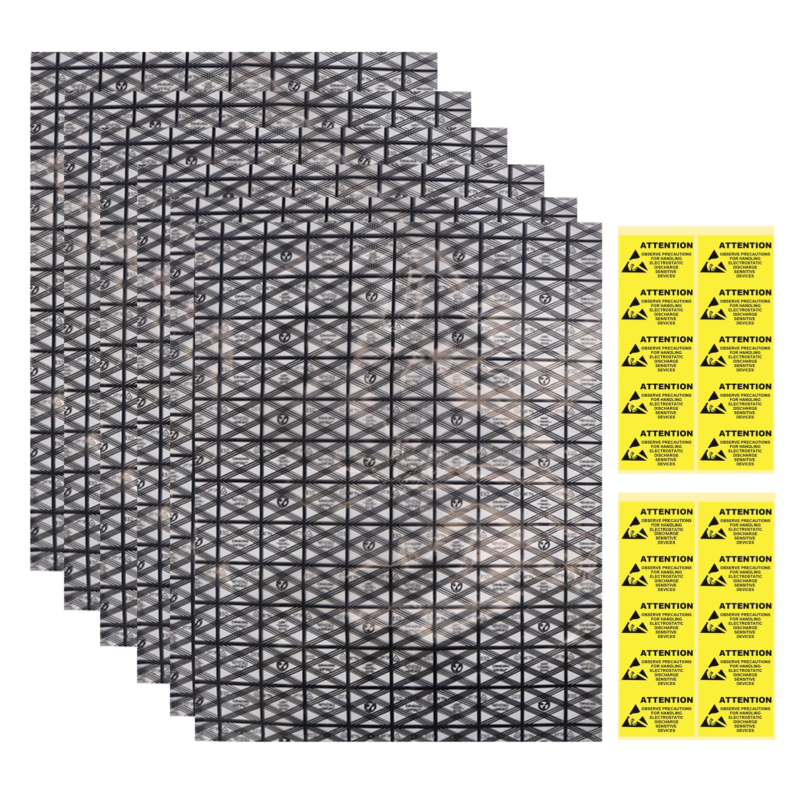 HRX Package 20pcs Large Premium Anti Static Bags with Antistatic Sticker, 12 X 16 inches Open Top ESD Shielding Anti-Static Bag for Motherboard SSD HDD Laptop Electronic Components