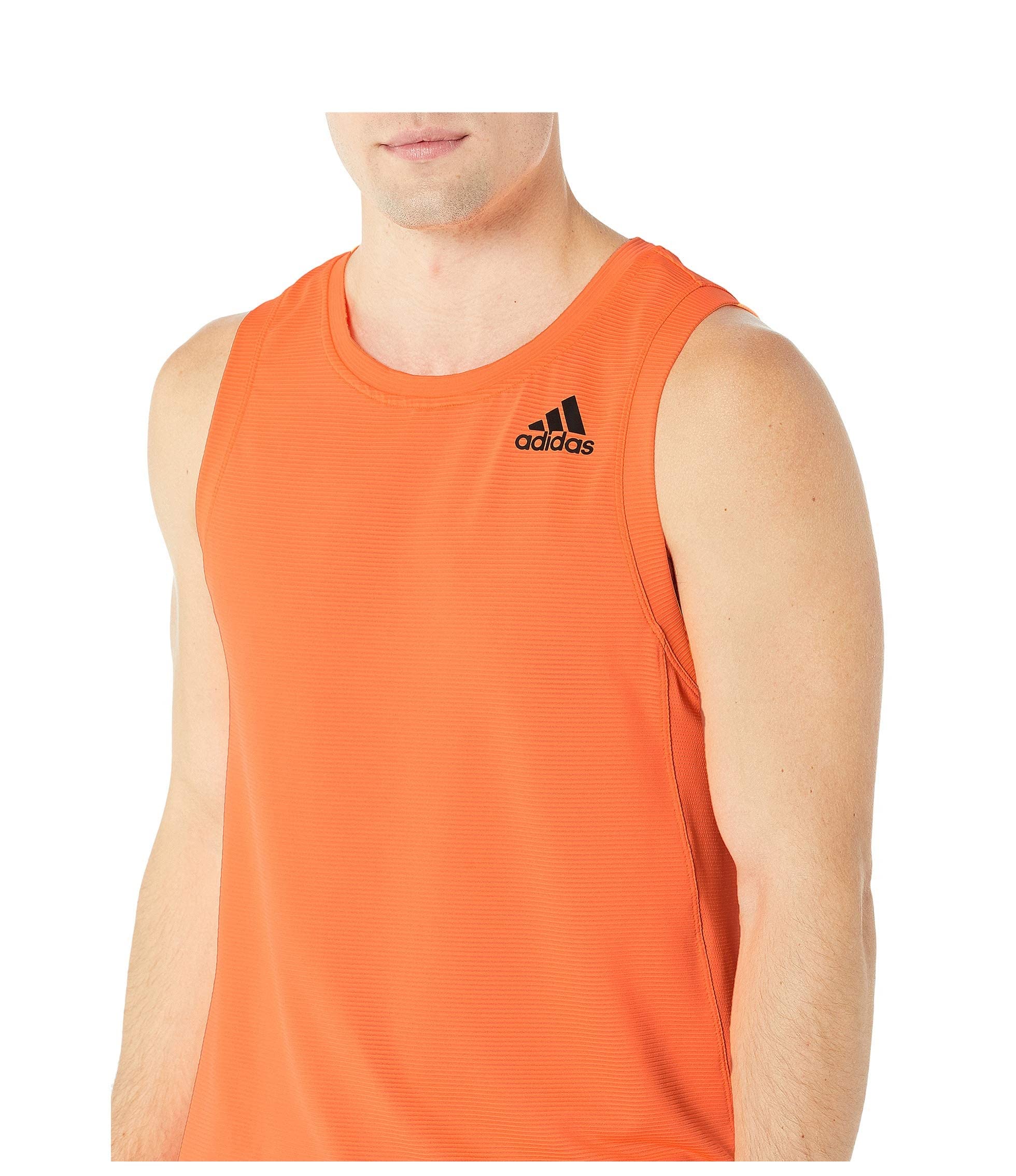 adidas mens AEROREADY 3-Stripes Tank Primeblue Screaming Orange Small