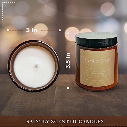 Blessed Is She - Sandalwood & Vanilla Scented Glass Candle Jar with Lid - 7.2 Oz | 100% NaturalĀ Soy Wax with Wood Wick Candles | 70-84 Hours Long Burning Candles for Home Scented