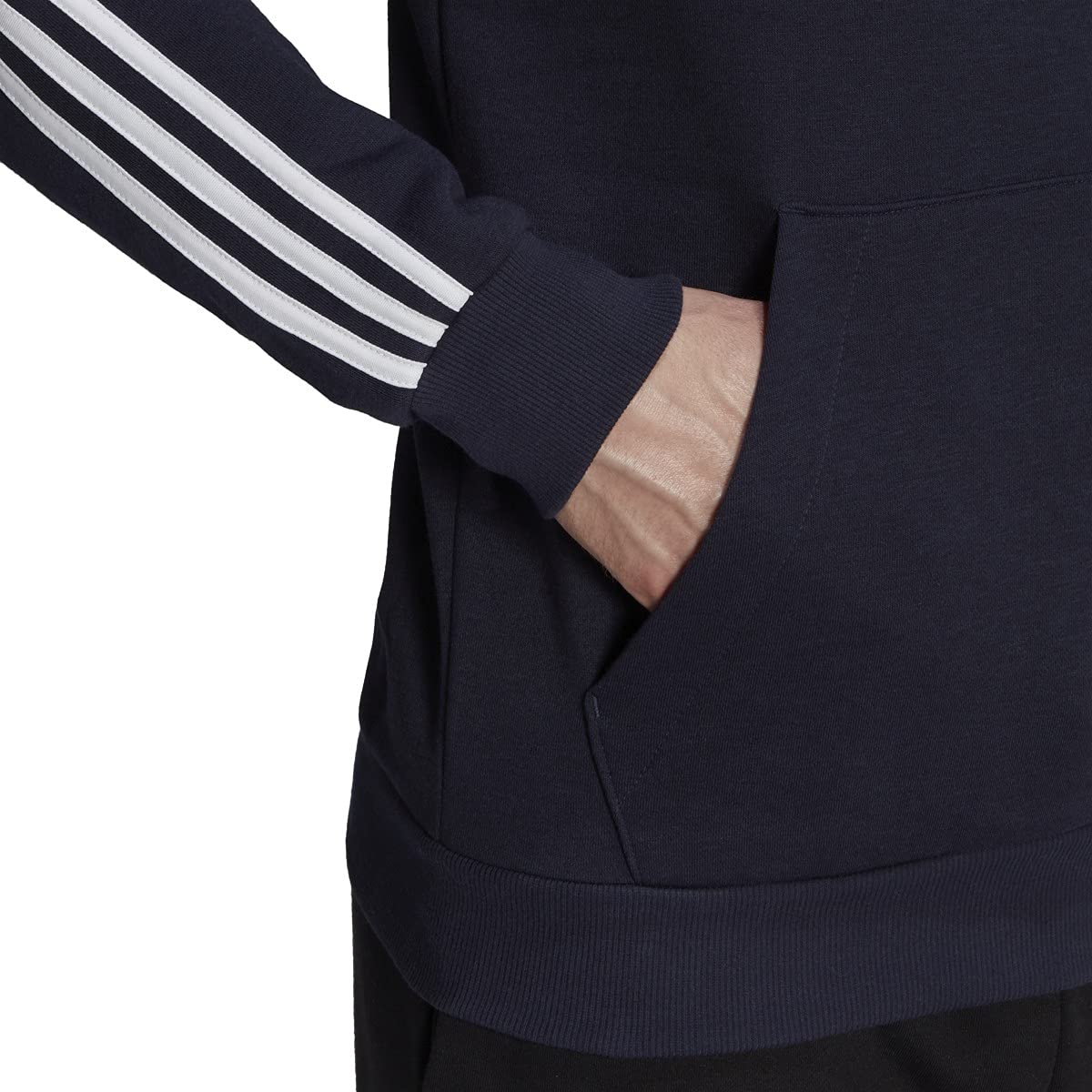 adidas Men's Standard Essentials Fleece 3-Stripes Hoodie, Legend Ink/White, Medium